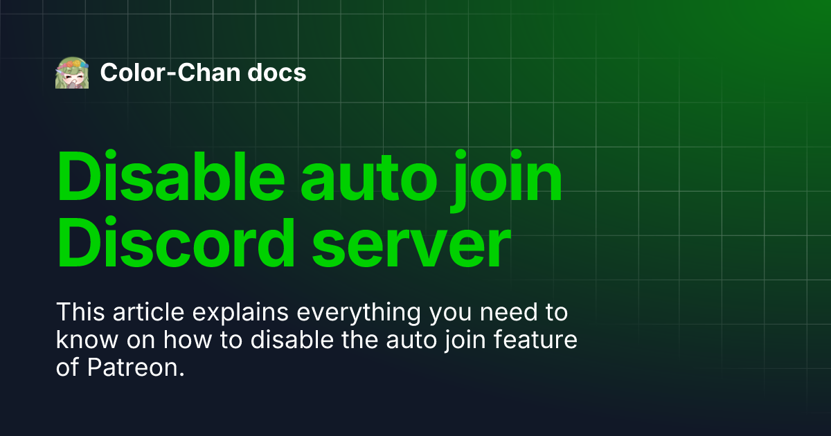Disable auto join Discord server | Color-Chan docs